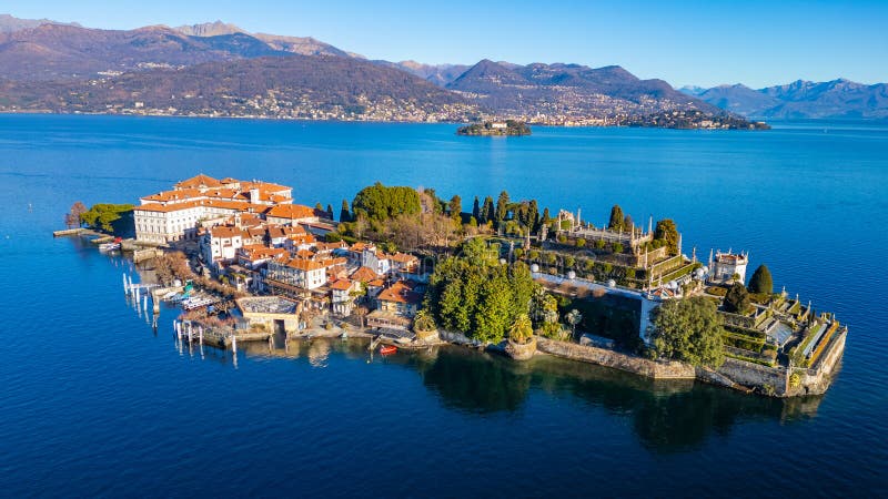 Panorama View of Isola Bella at Lago Maggiore, Italy Stock Image ...