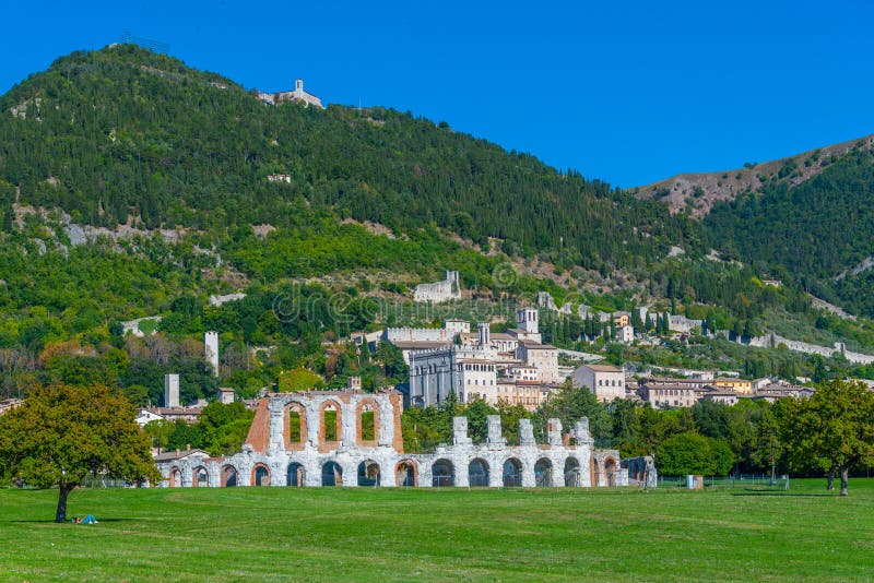 Panorama View of Italian Town Gubbio Stock Photo - Image of rooftop ...