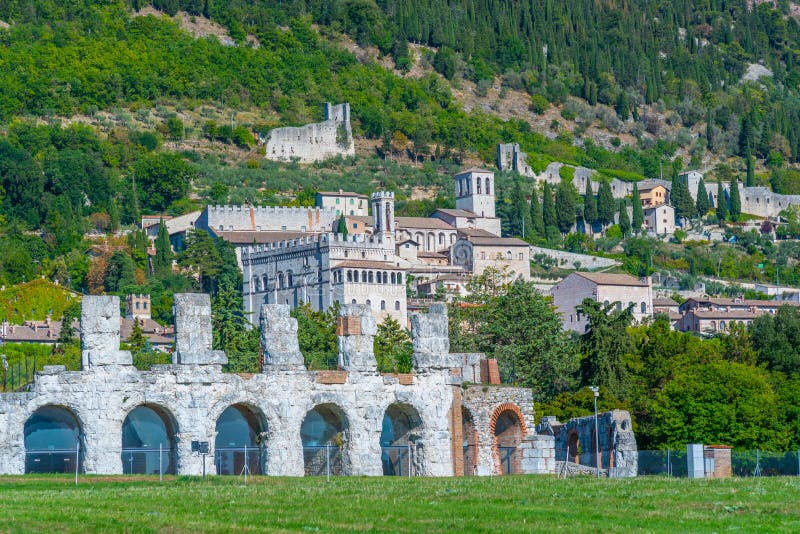 Panorama View of Italian Town Gubbio Stock Photo - Image of rooftop ...