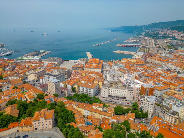 Panorama View of Italian Town Trieste Stock Photo - Image of friuli ...