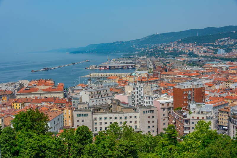 Panorama View of Italian Town Trieste Stock Image - Image of seaside ...
