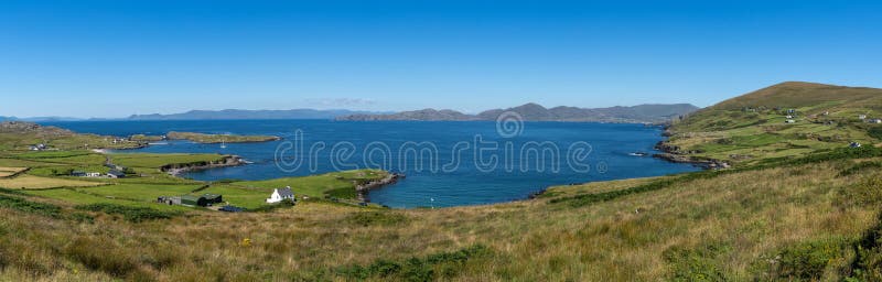 Panorama View of the Iveragh Peninsula and Kells Bay in County Kerry ...