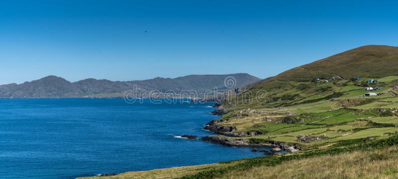 Panorama View of the Iveragh Peninsula and Kells Bay in County Kerry ...