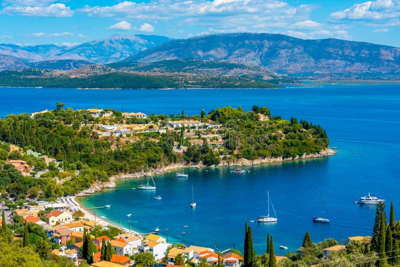 Panorama View of Kalami Bay at Corfu Island, Greece Stock Image - Image ...