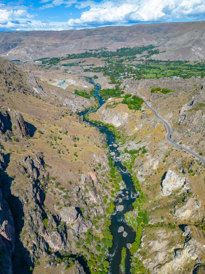 Panorama View of Kura River in Georgia Stock Image - Image of peak ...