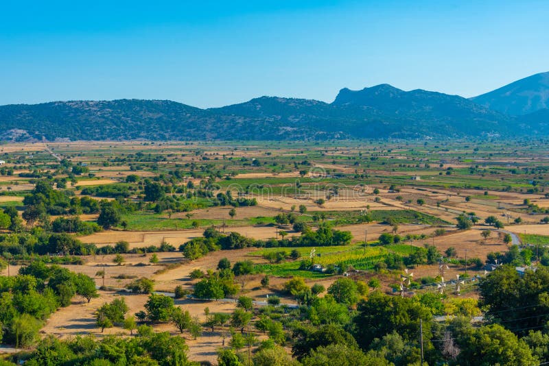 Panorama View of Lasithi Plateau at Greek Island Crete Stock Image ...