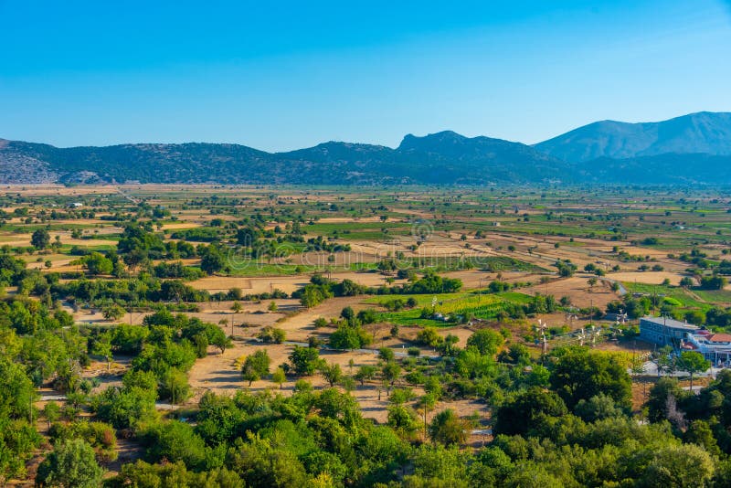 Panorama View of Lasithi Plateau at Greek Island Crete Stock Image ...