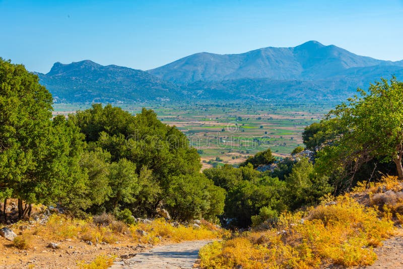 Panorama View of Lasithi Plateau at Greek Island Crete Stock Image ...