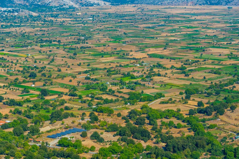 Panorama View of Lasithi Plateau at Greek Island Crete Stock Photo ...