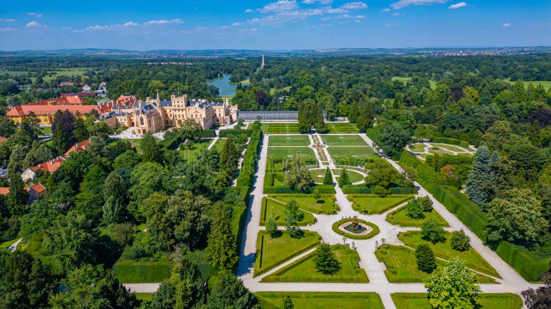 Panorama View of Lednice Chateau in Czech Republic Stock Photo - Image ...
