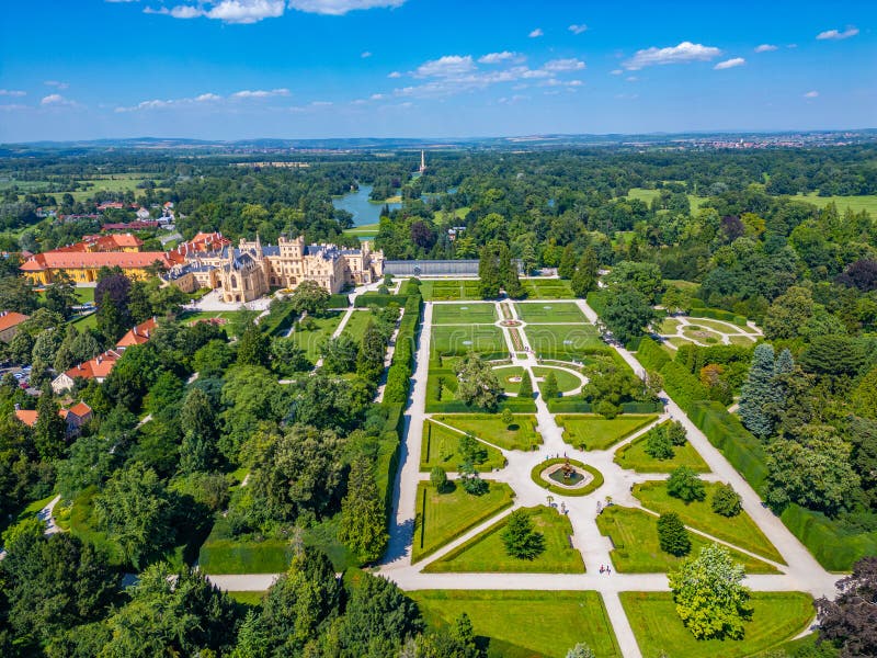 Panorama View of Lednice Chateau in Czech Republic Stock Photo - Image ...