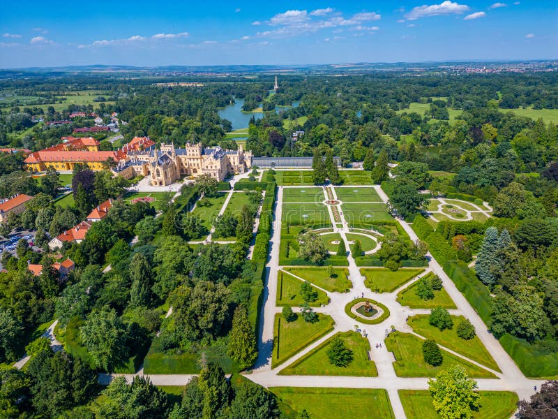 Panorama View of Lednice Chateau in Czech Republic Stock Photo - Image ...