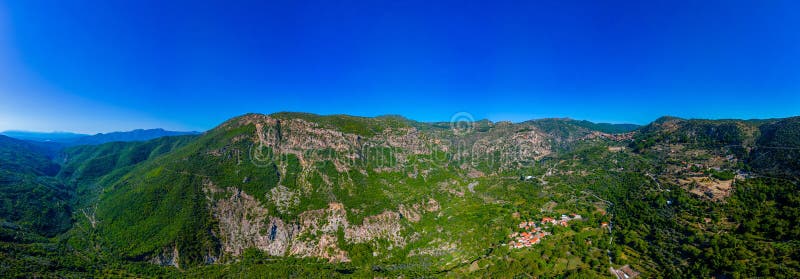 Panorama View of Lousios Gorge in Greece Stock Image - Image of meadow ...