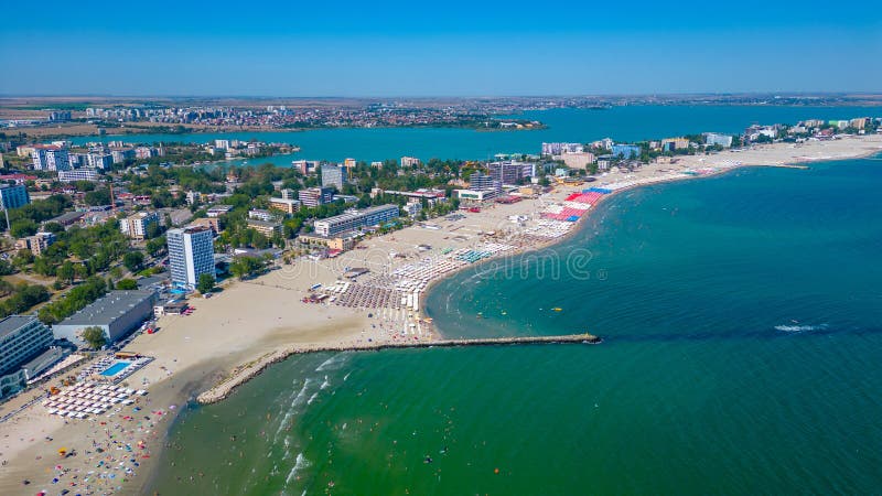 Panorama View of Mamaia Beach in Romania Stock Photo - Image of ...