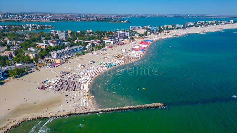 Panorama View of Mamaia Beach in Romania Stock Image - Image of ...