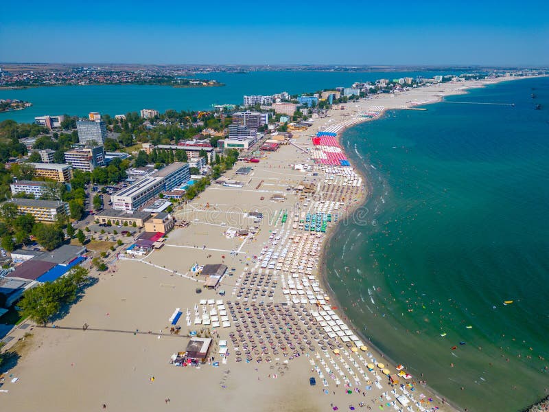 Panorama View of Mamaia Beach in Romania Stock Photo - Image of ...