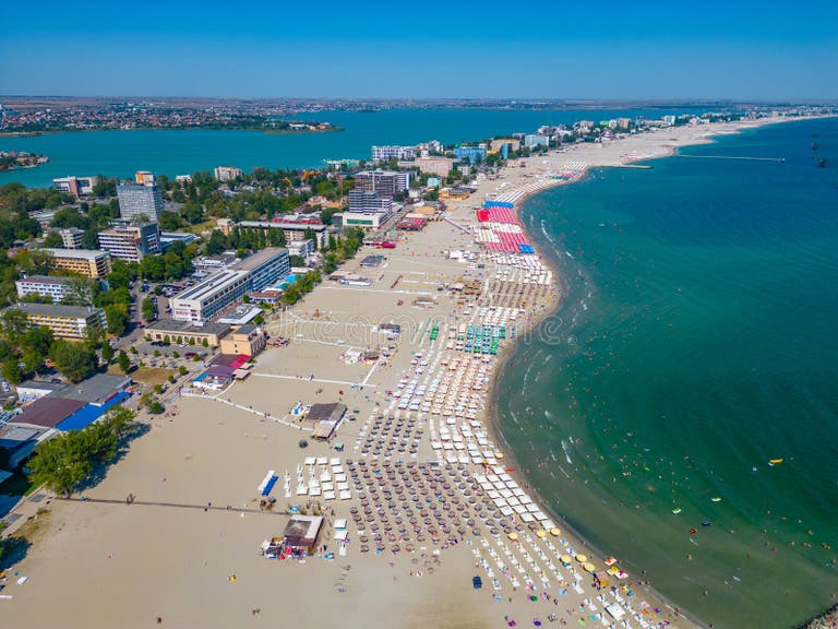 Panorama View of Mamaia Beach in Romania Stock Photo - Image of ...