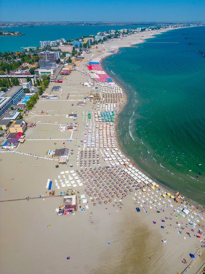 Panorama View of Mamaia Beach in Romania Stock Image - Image of tourist ...
