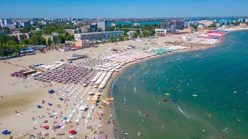 Panorama View of Mamaia Beach in Romania Stock Image - Image of holiday ...