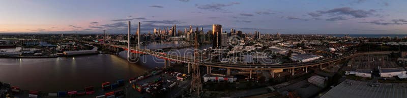 Panorama View of Modern Buildings at Sunset in Melbourne, Australia ...