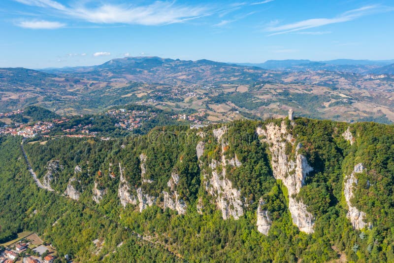 Panorama View of the Montale Tower of San Marino Stock Photo - Image of ...