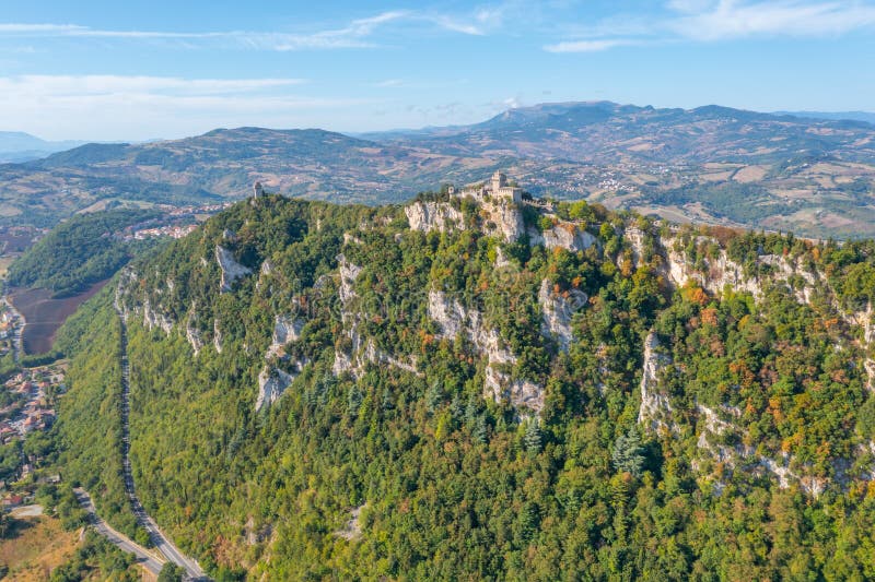 Panorama View of the Montale Tower of San Marino Stock Image - Image of ...