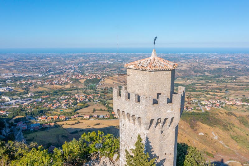 Panorama View of the Montale Tower of San Marino Stock Image - Image of ...