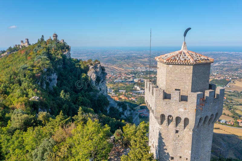 Panorama View of the Montale Tower of San Marino Stock Image - Image of ...