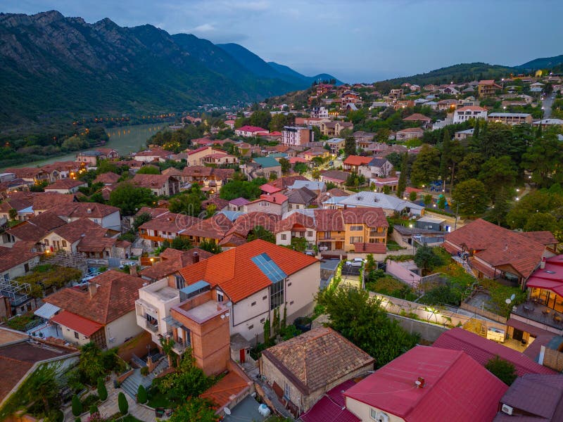Panorama View of Mtskheta at Confluence of Mtkvari and Kura Rive Stock ...