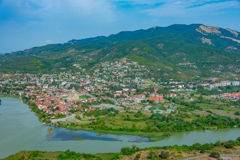 Panorama View of Mtskheta at Confluence of Mtkvari and Kura Rive Stock ...