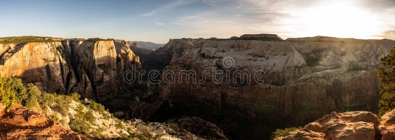 Panorama of the View from Observation Point in Zion Stock Photo - Image ...