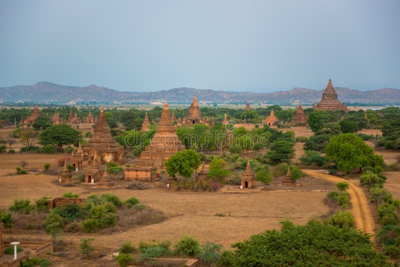 Panorama view of Old Bagan stock image. Image of architecture - 31390865