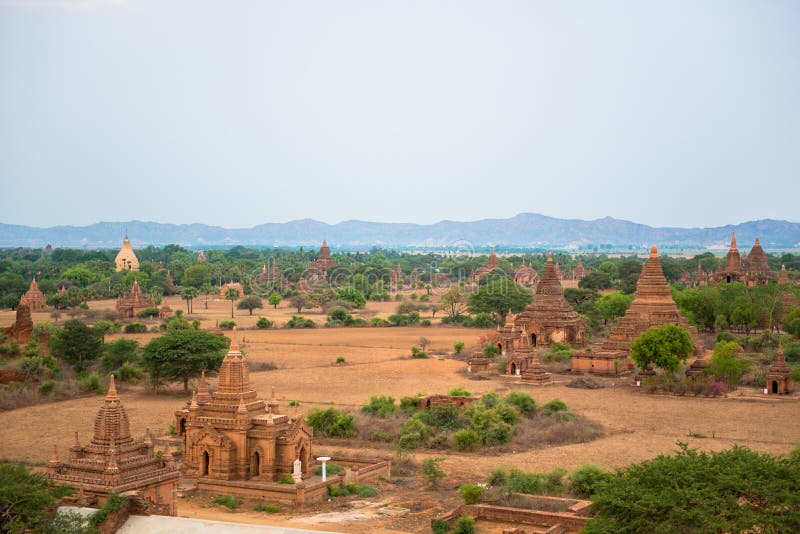 Panorama view of Old Bagan stock image. Image of tourism - 31389611