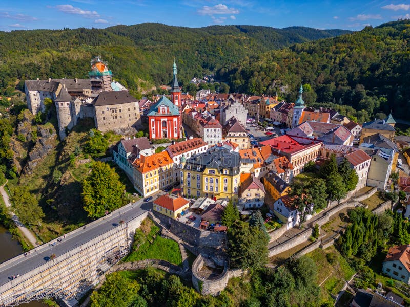 Panorama View of Old Town of Loket, Czech Republic Stock Image - Image ...