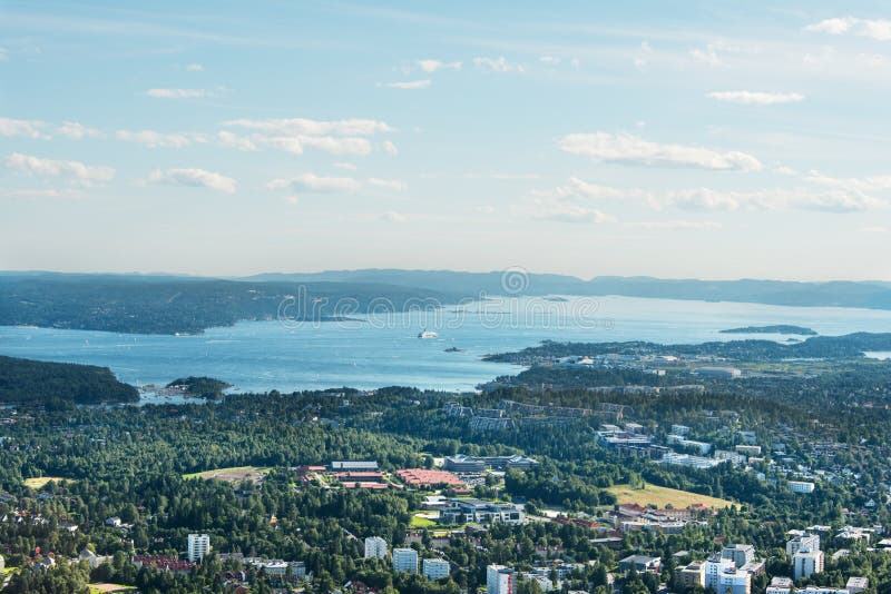 Panorama view of Oslo stock image. Image of high, street - 27775655