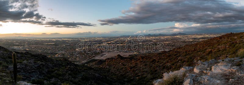 Panorama View of Phoenix from a Mountain Stock Photo - Image of clouds ...