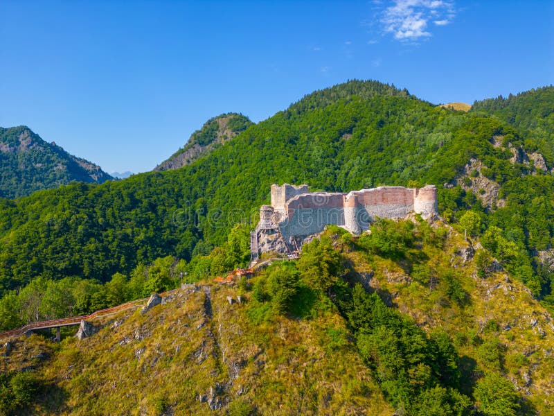 Panorama View of Poenari Citadel in Romania Stock Image - Image of ...