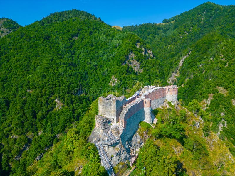 Panorama View of Poenari Citadel in Romania Stock Image - Image of ...
