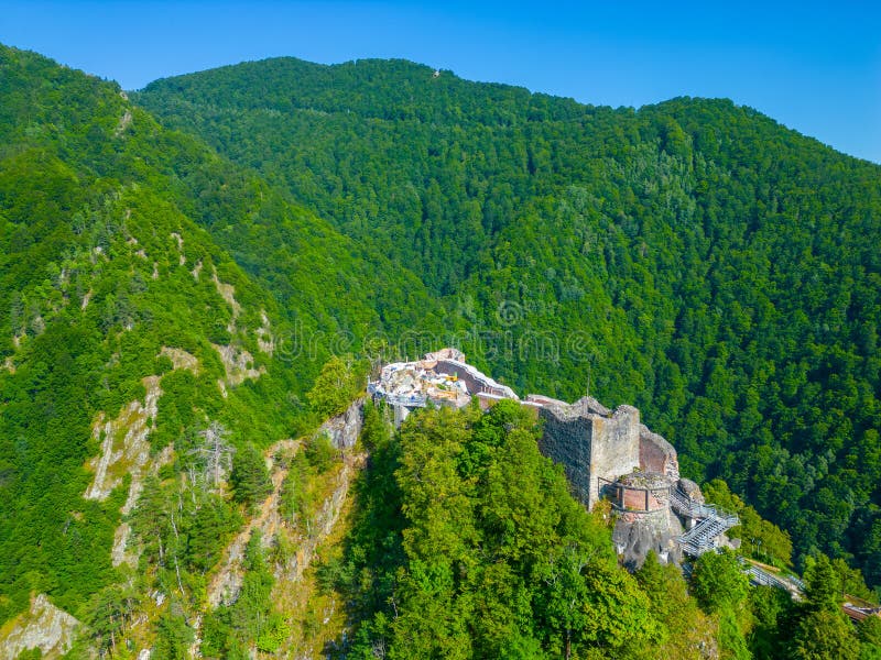 Panorama View of Poenari Citadel in Romania Stock Photo - Image of ...