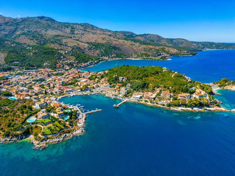 Panorama View of Port of Kassiopi at Corfu, Greece Stock Image - Image ...