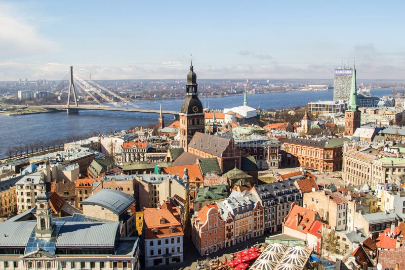 The panorama view of Riga editorial image. Image of area - 43799970
