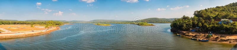 Panorama View of the River from the Bridge, India, Goa Stock Image ...