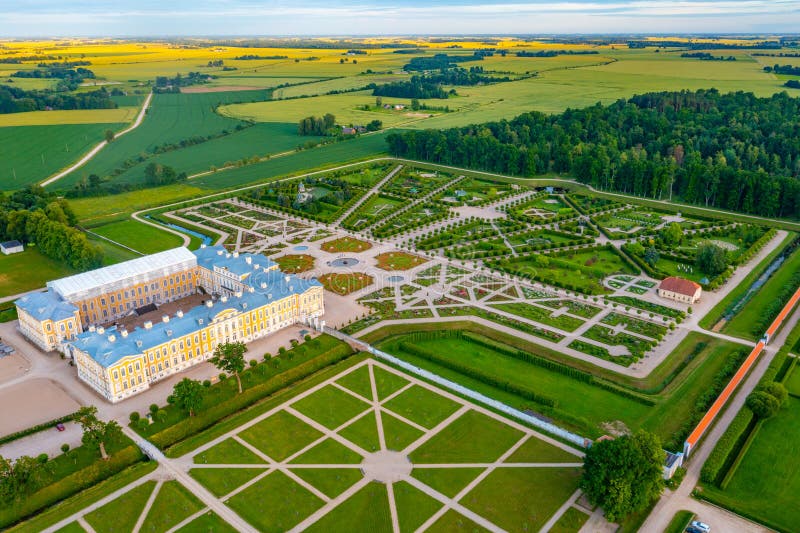 Panorama View of Rundale Palace Museum in Latvia Stock Image - Image of ...