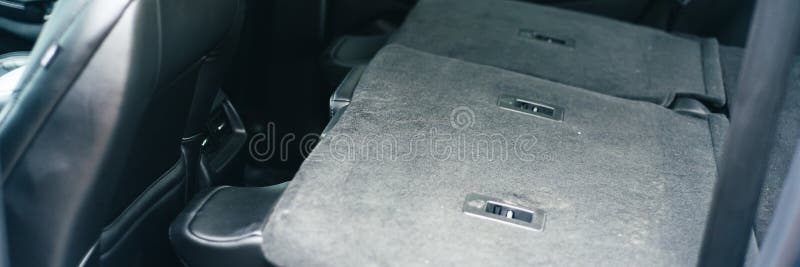Panorama View Second Row Seats Folded on Modern Crossover SUV, Flat ...