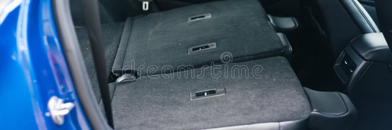 Panorama View Second Row Seats Folded on Modern Crossover SUV, Flat ...