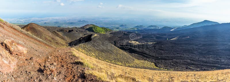 Panorama View of a String of Secondary Cones Stretching Down from the ...