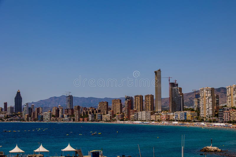 Panorama View on a Sunny Day on the City of Benidorm Spain Stock Image ...
