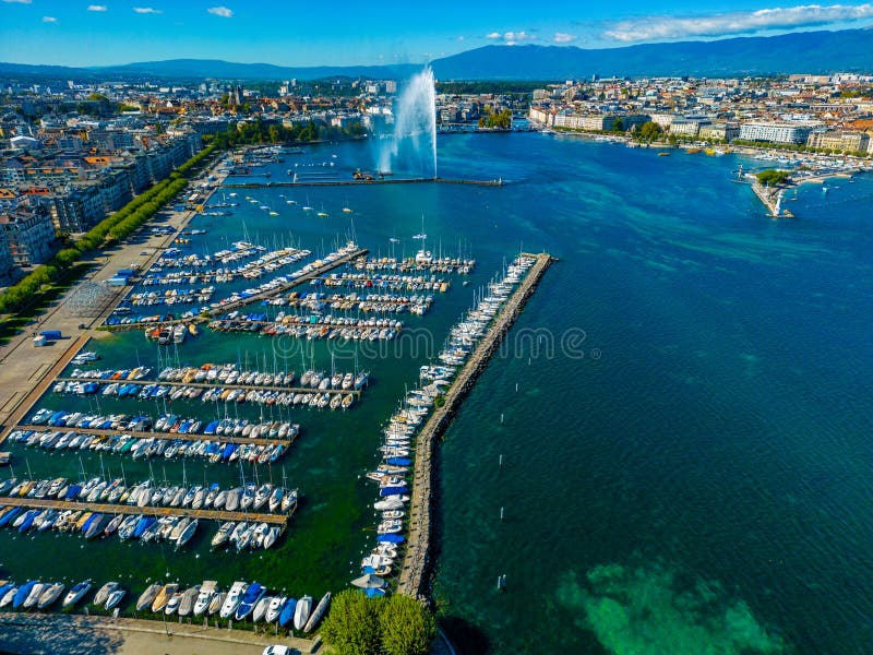Panorama View of Swiss Town Geneva Stock Image - Image of town, aerial ...