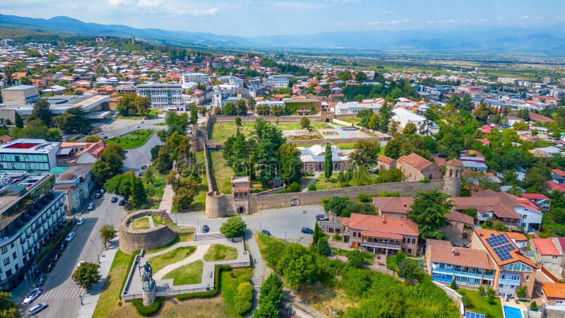 Panorama View of Telavi Fortress, Georgia Stock Photo - Image of town ...