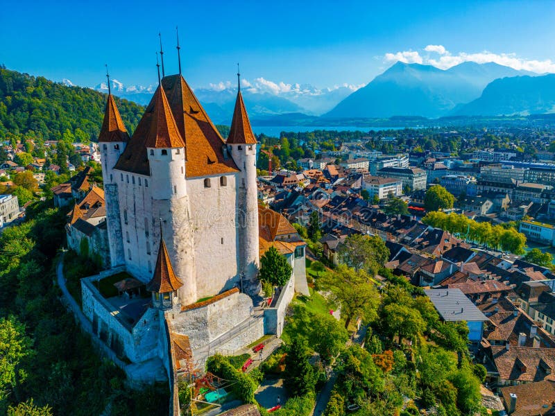 Panorama View of Thun Castle in Swiss Town Thun Editorial Image - Image ...